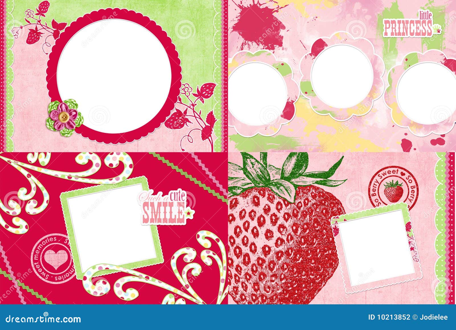 Strawberry Themed Photo Frames Stock Illustration - Illustration of ...