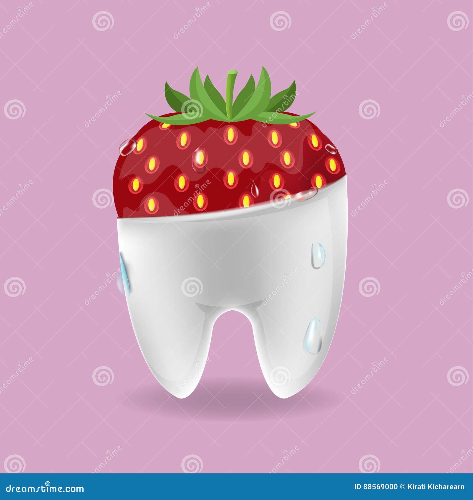 Strawberry Tooth Mixed Dental Symbol Vector Stock Vector - Illustration ...