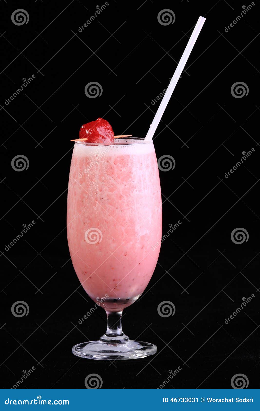Strawberry on Top the Glass of Smoothy Stock Image - Image of drop ...