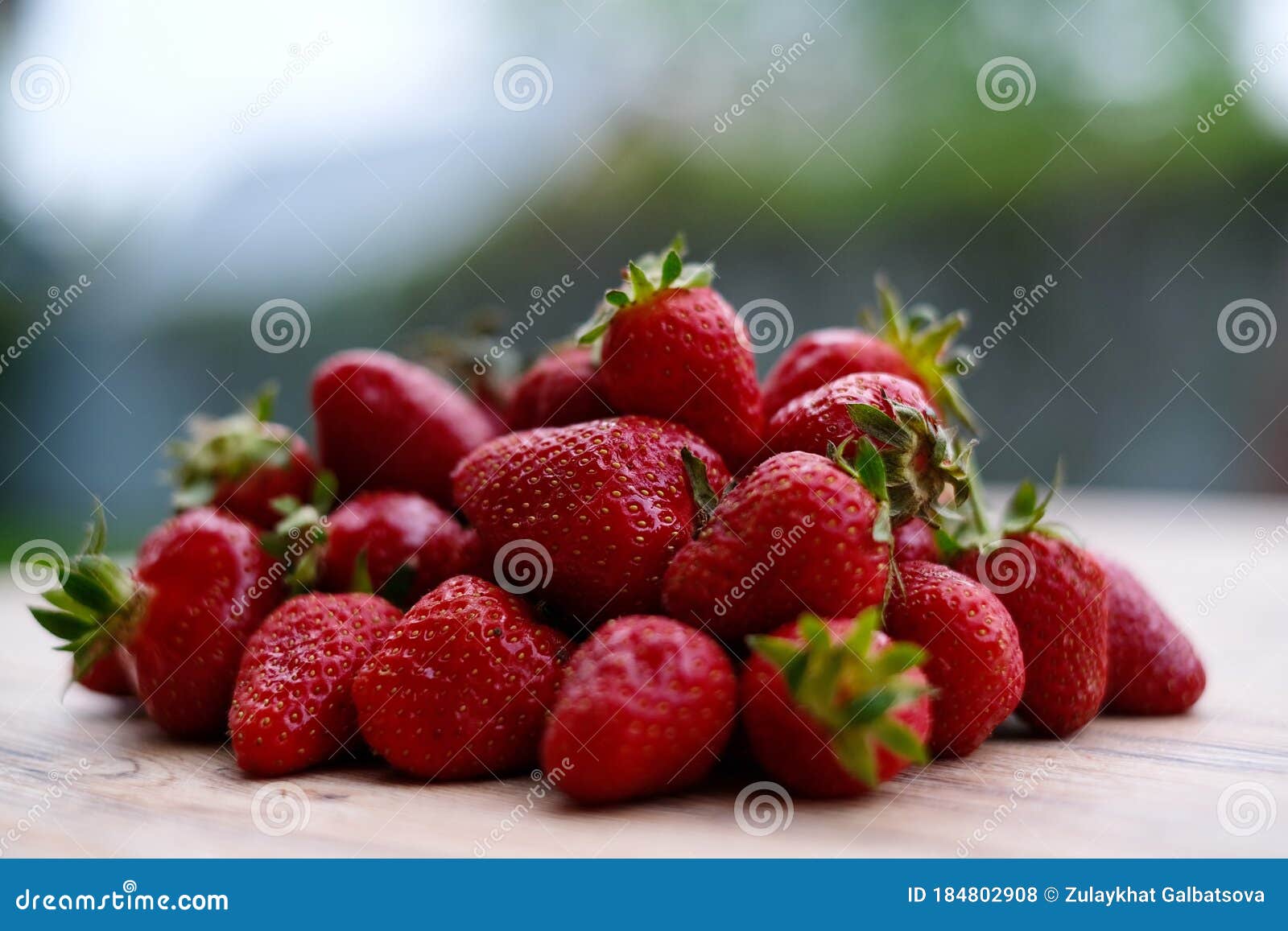Strawberry on Top of a Wooden Table Stock Photo - Image of fruit ...