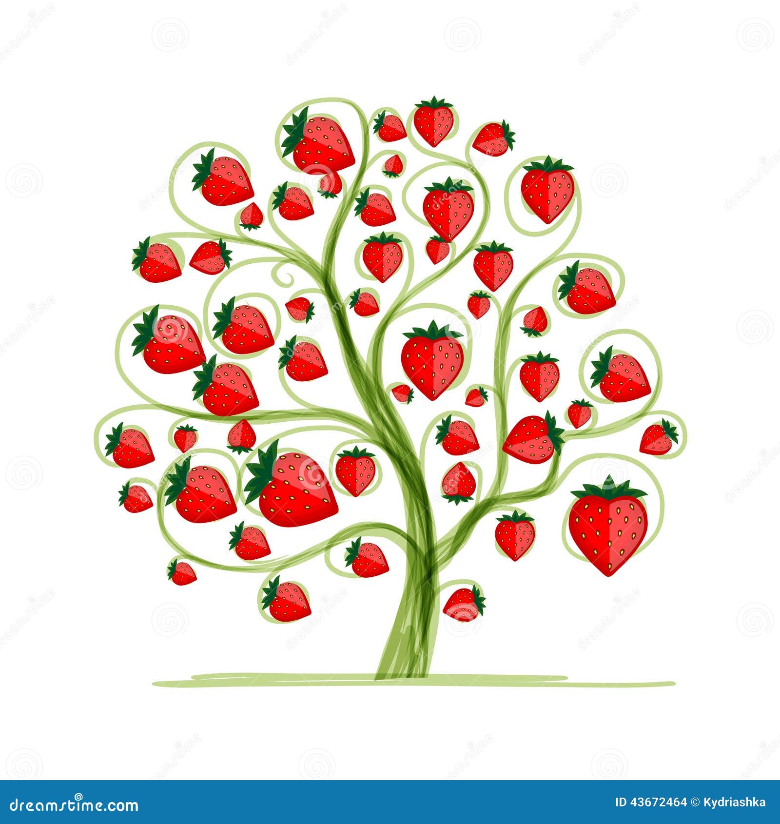 Strawberry Tree for Your Design Stock Vector - Illustration of blooming ...