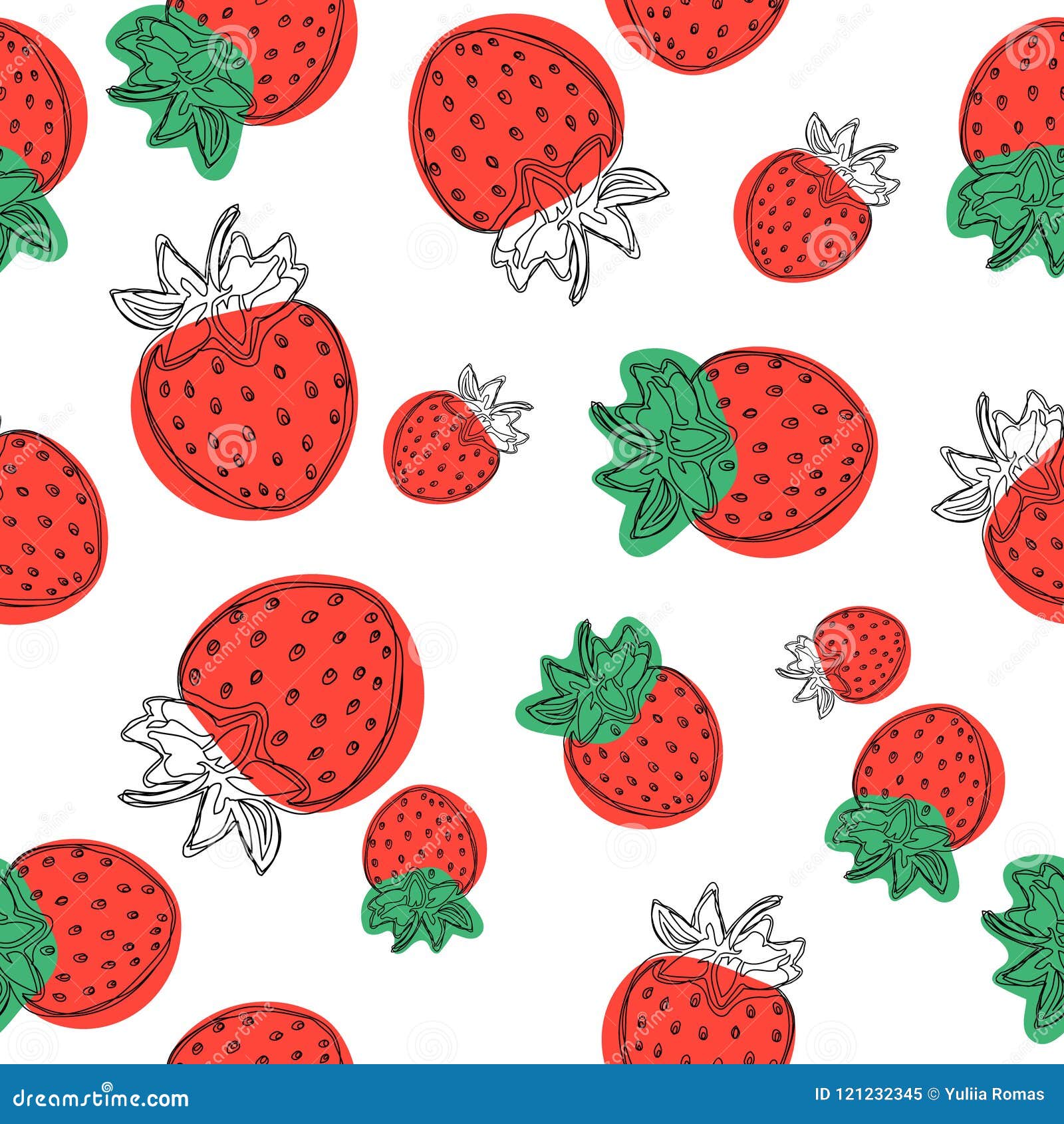 Strawberry Vector Pattern, Fruit Illustration on White Background, Good ...