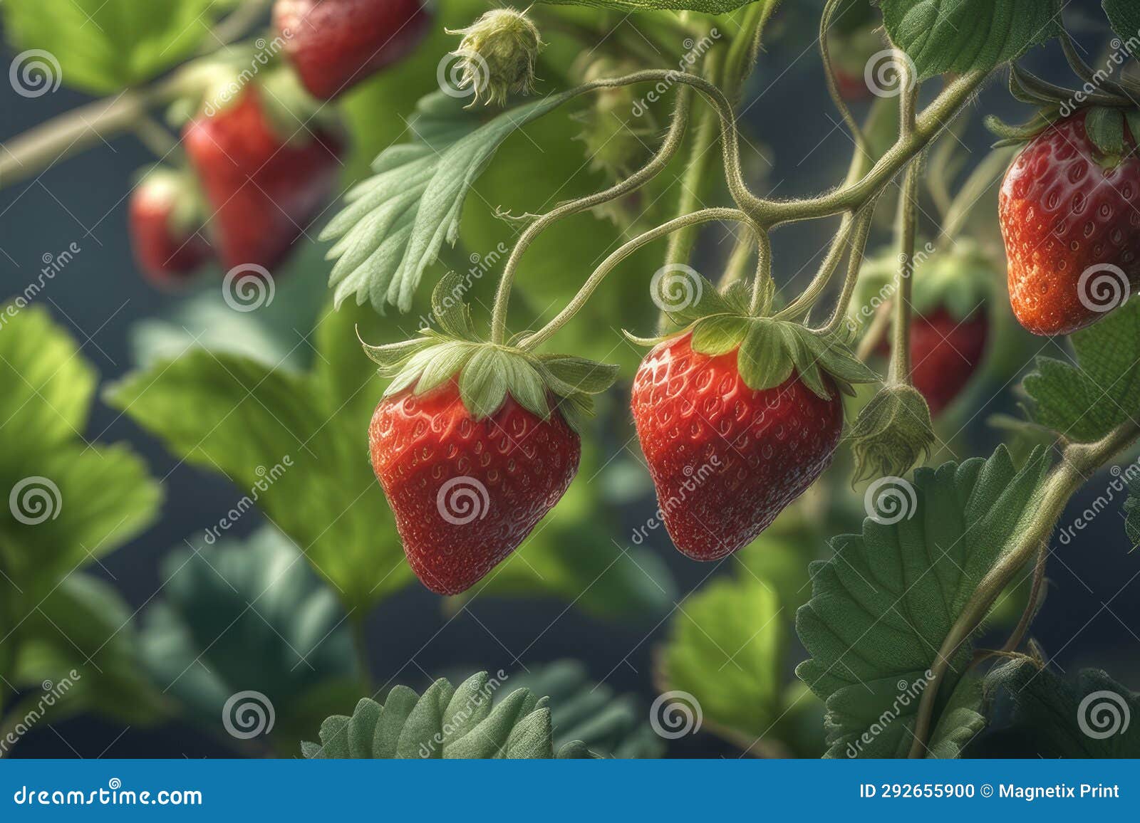 Strawberry Vine Covered in Ripe Fruit Stock Illustration - Illustration ...