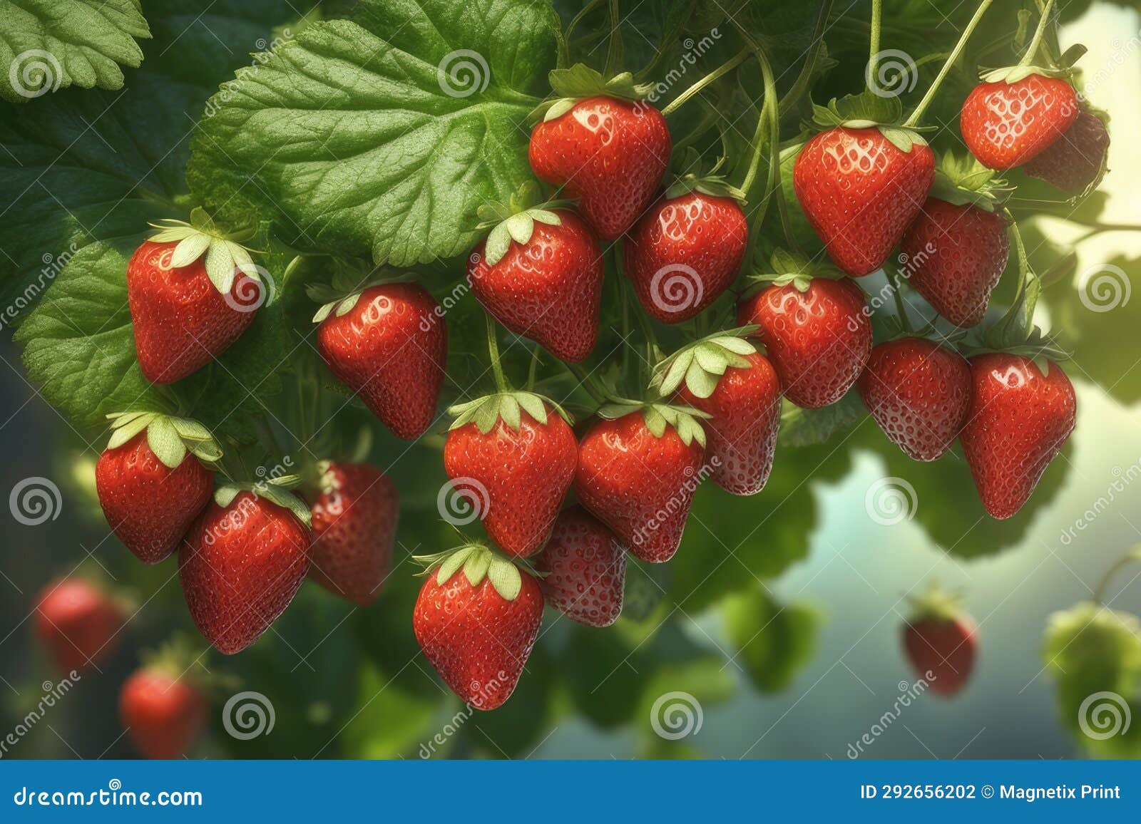 Strawberry Vine Covered in Ripe Fruit Stock Illustration - Illustration ...