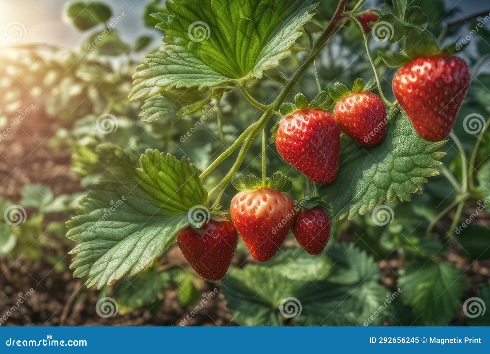 Strawberry Vine Covered in Ripe Fruit Stock Illustration - Illustration ...