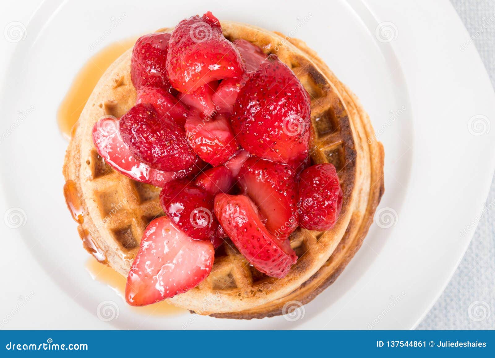 Strawberry Waffle with Maple Syrup Stock Image - Image of plate, maple ...