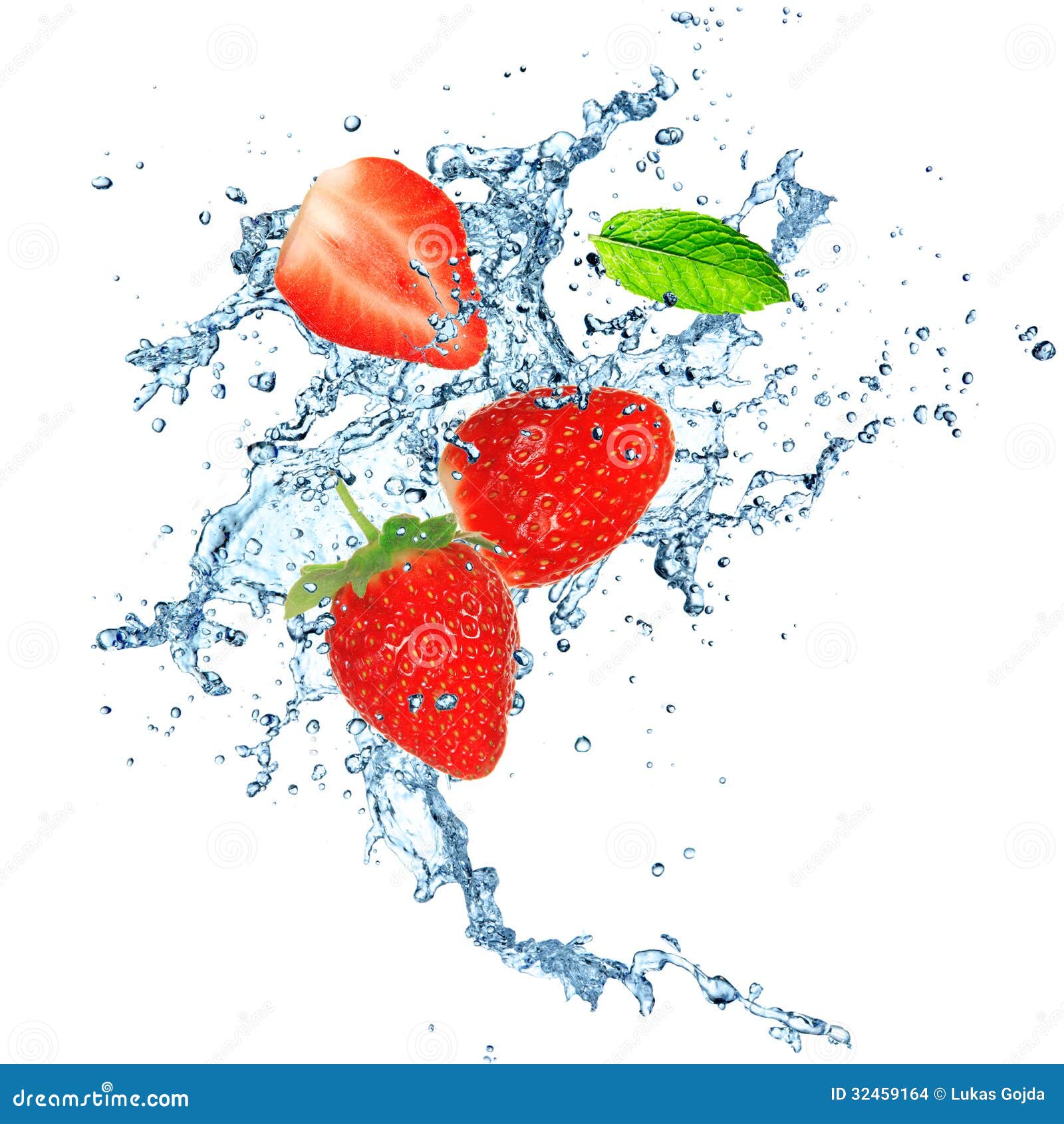 Strawberry in water splash stock photo. Image of ripe - 32459164