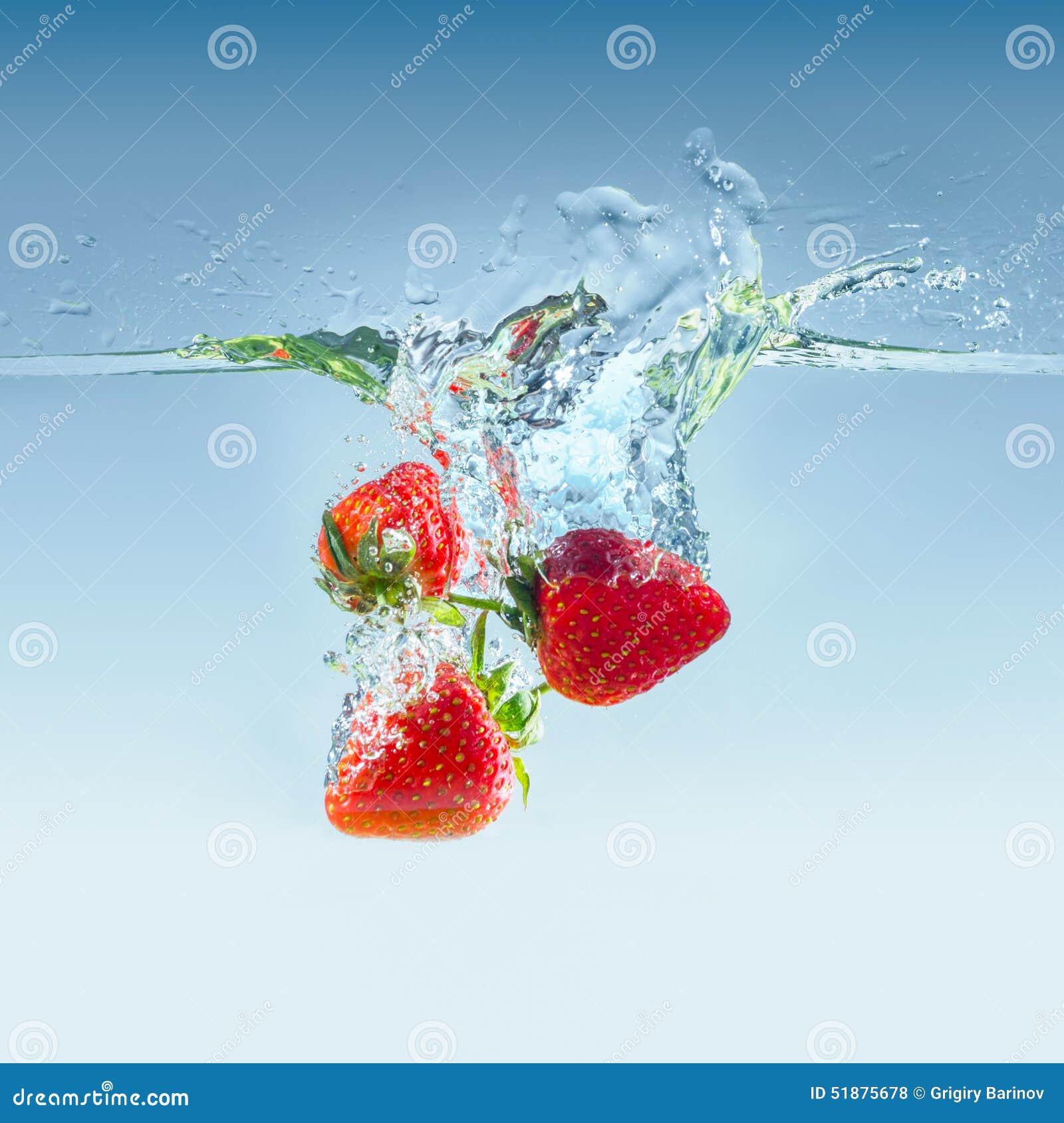 Strawberry in water stock photo. Image of fresh, bursts - 51875678