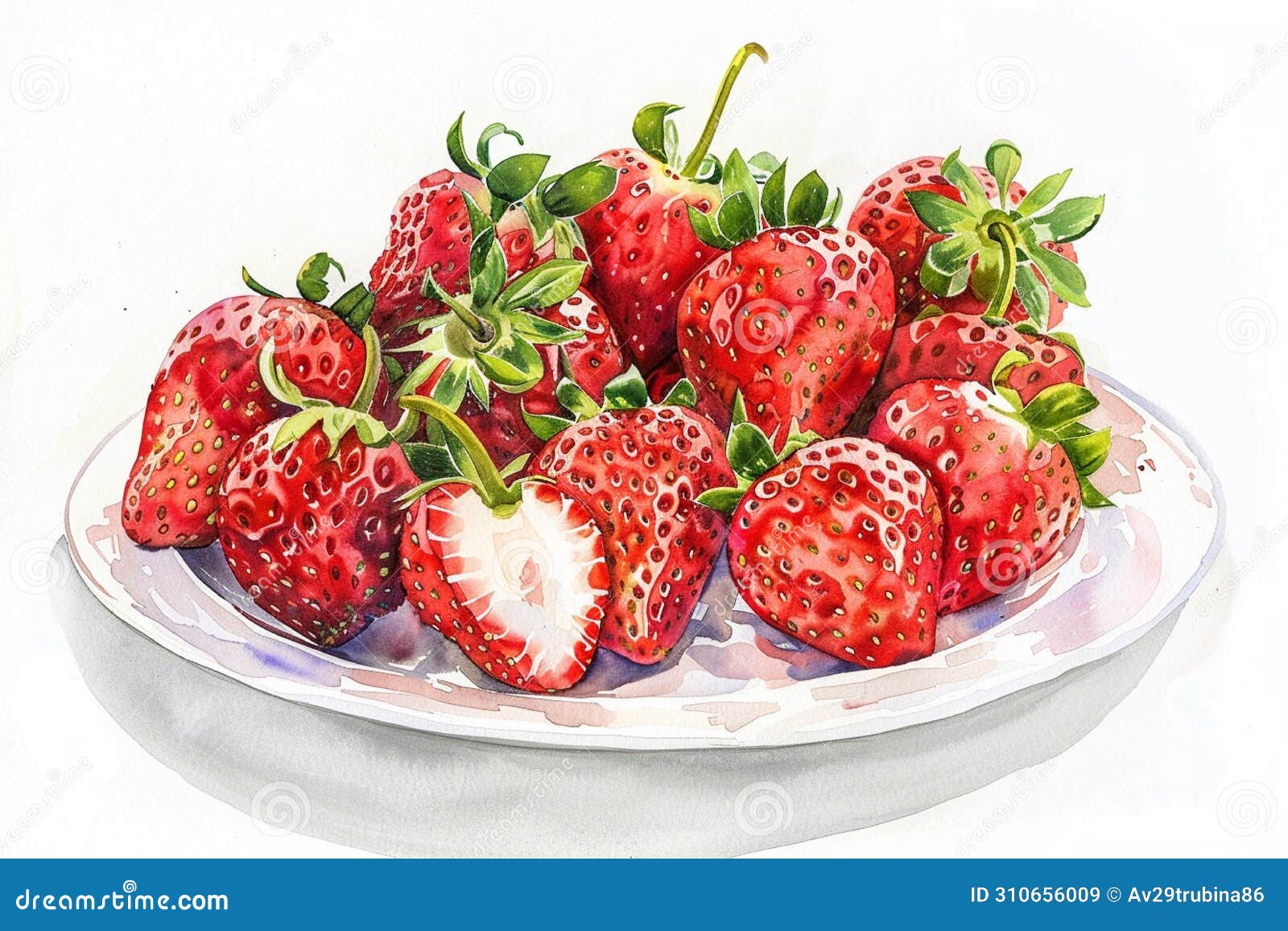Strawberry Watercolor Isolated on White Stock Illustration ...