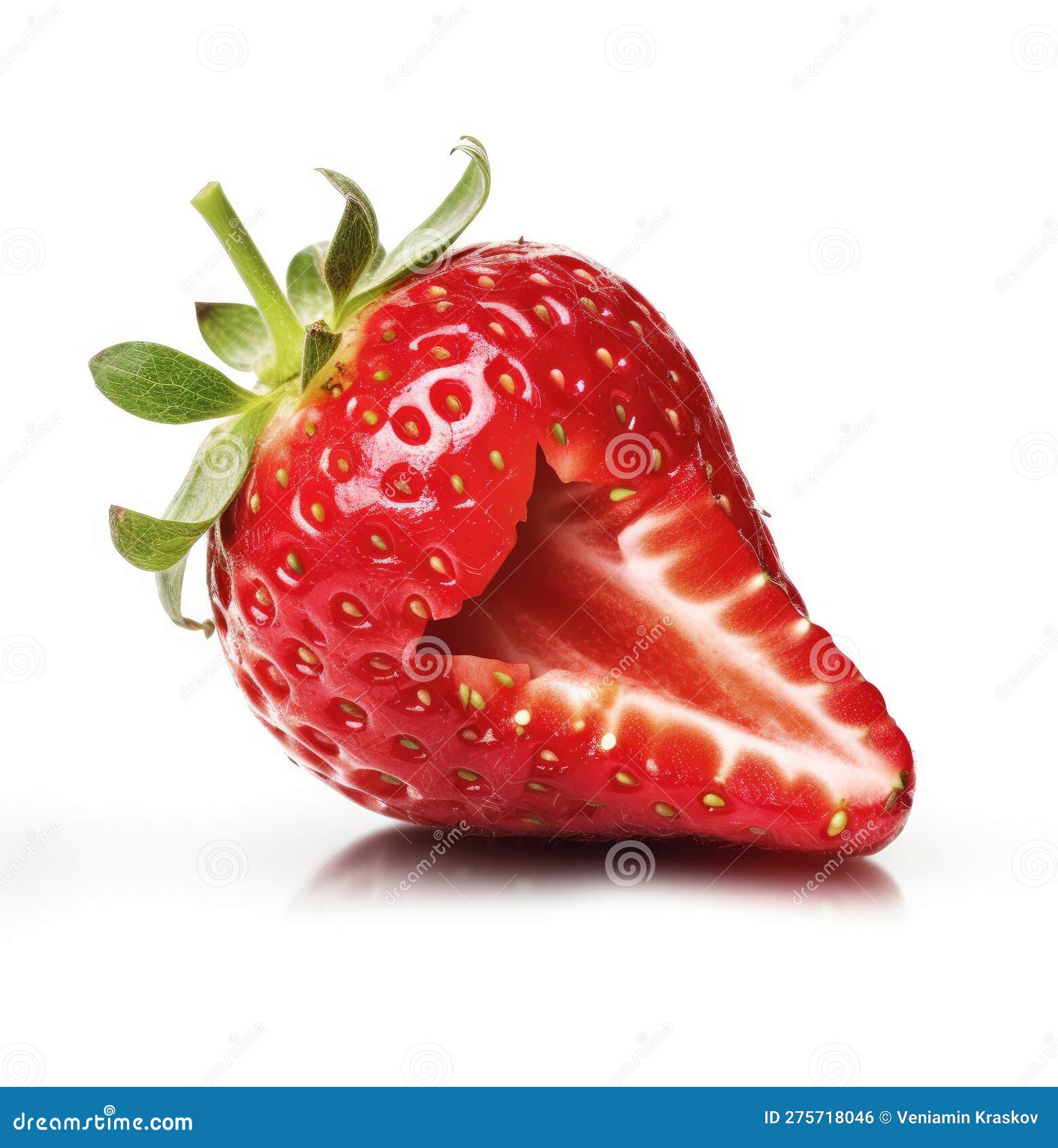 Strawberry cut in half stock illustration. Illustration of green ...