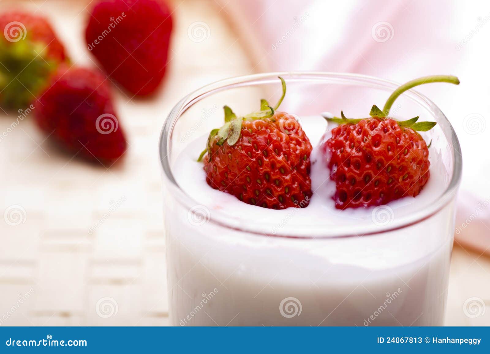 Strawberry yoghurt stock image. Image of healthy, cream - 24067813