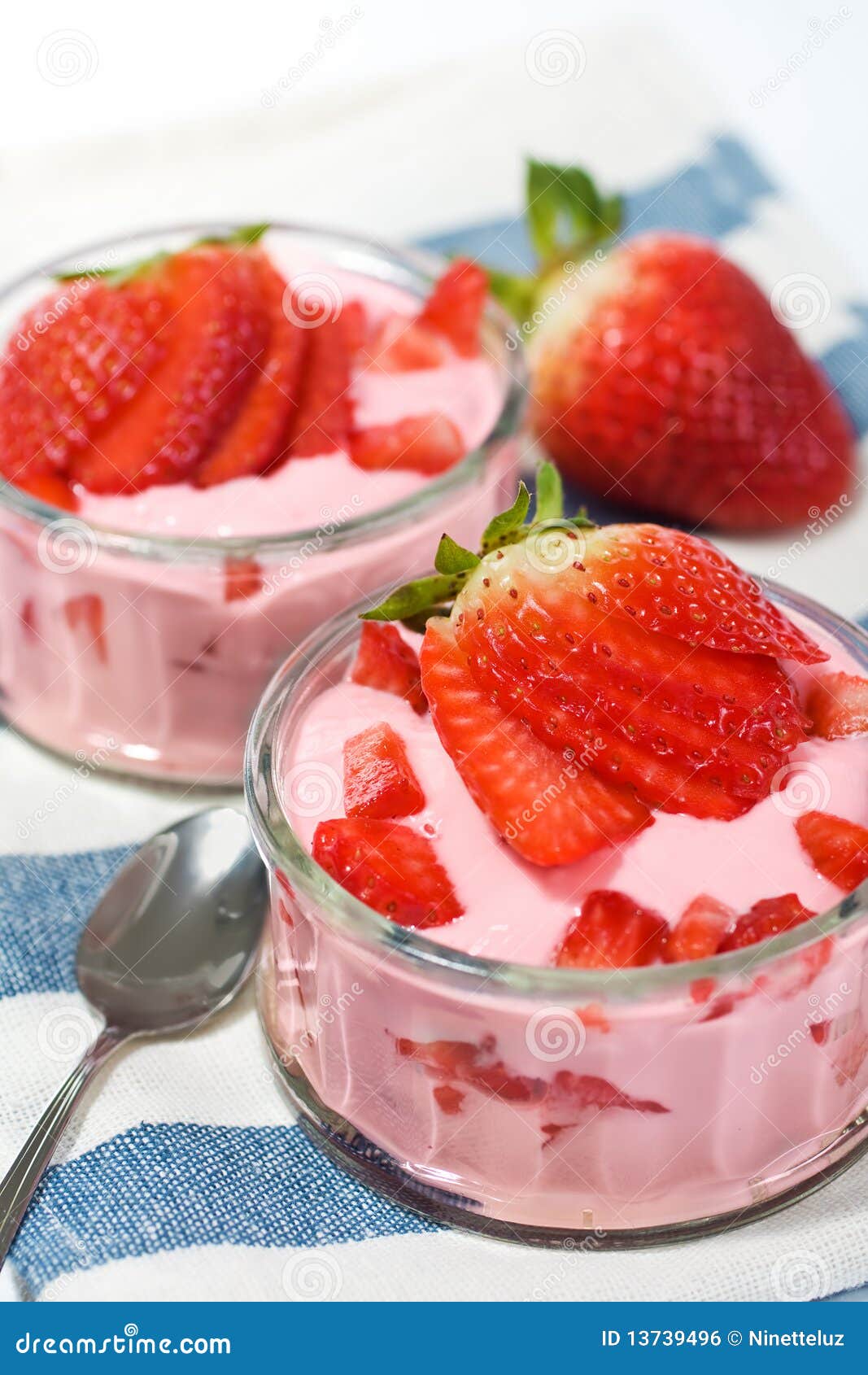 Strawberry yogurt stock photo. Image of breakfast, leaf - 13739496