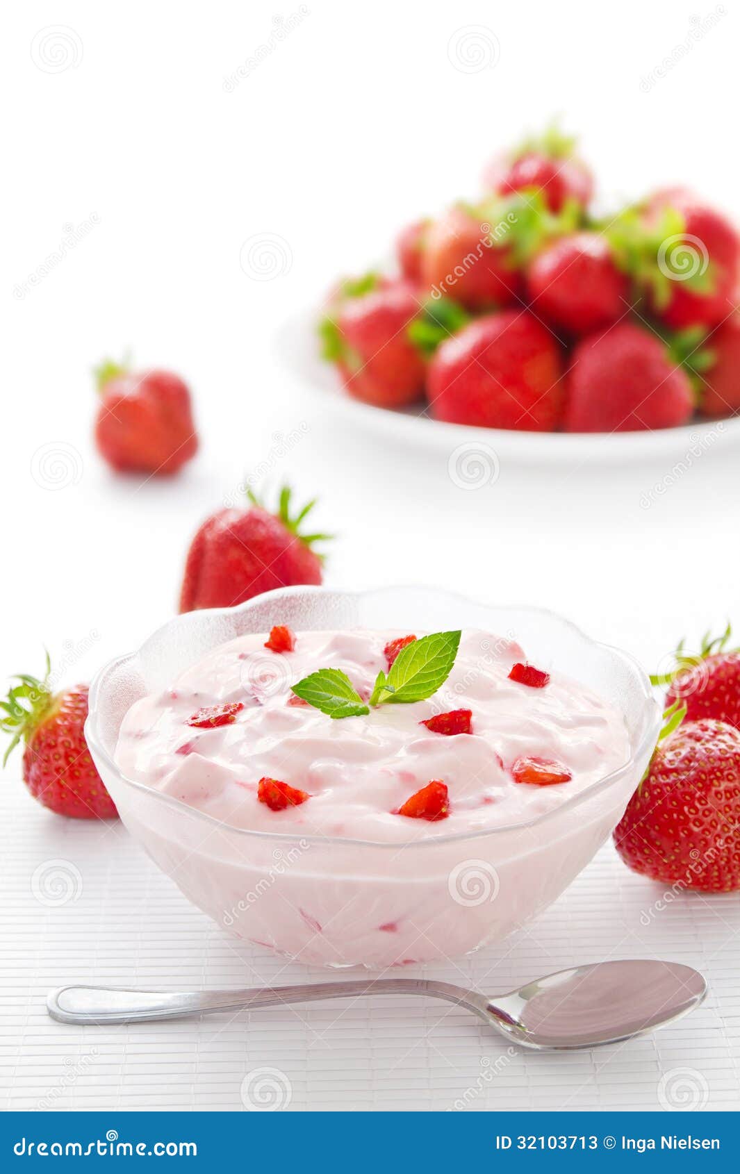 Strawberry yogurt stock image. Image of dessert, berries - 32103713