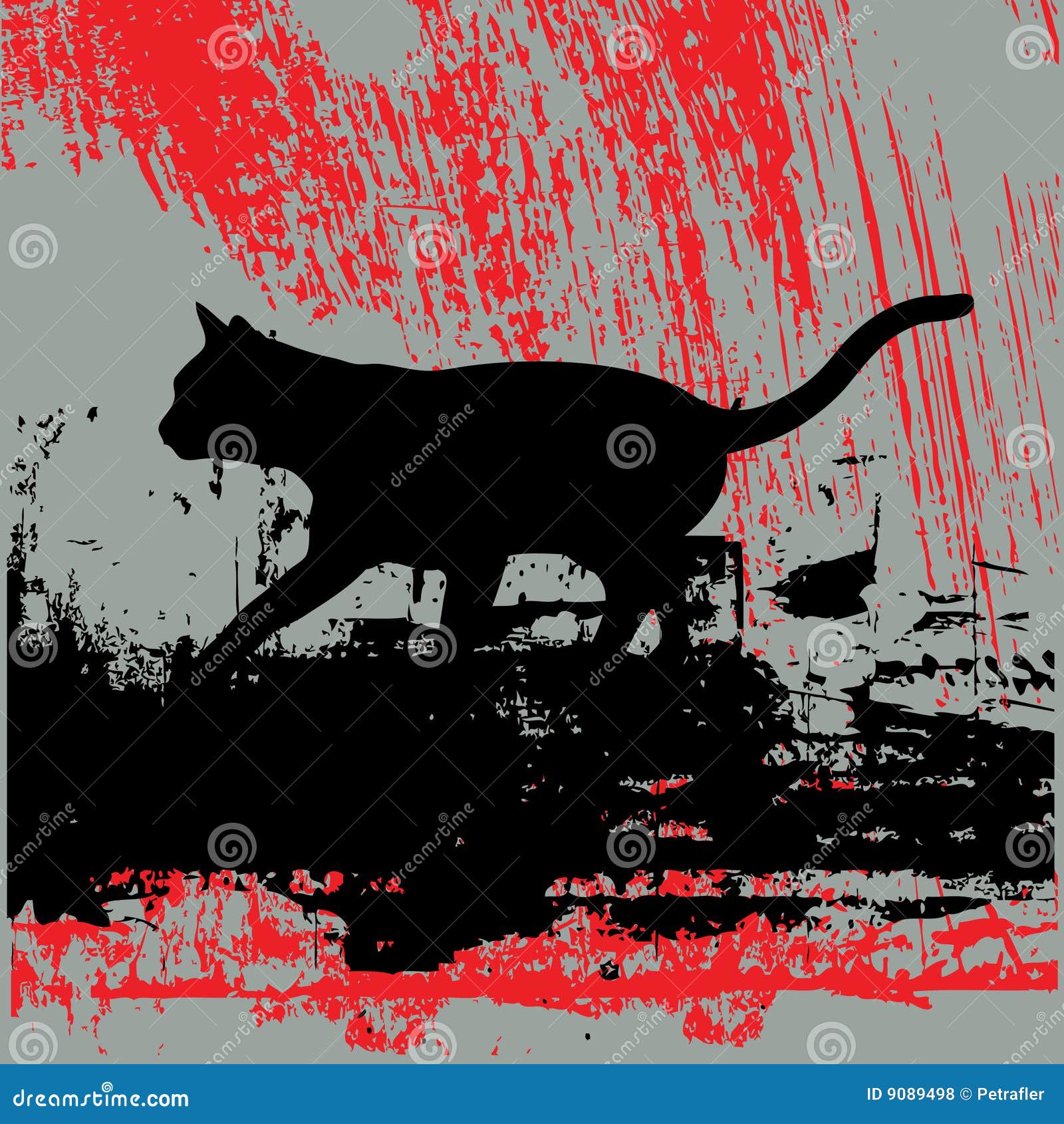 Stray Cat Grunge stock vector. Illustration of stray, nature - 9089498