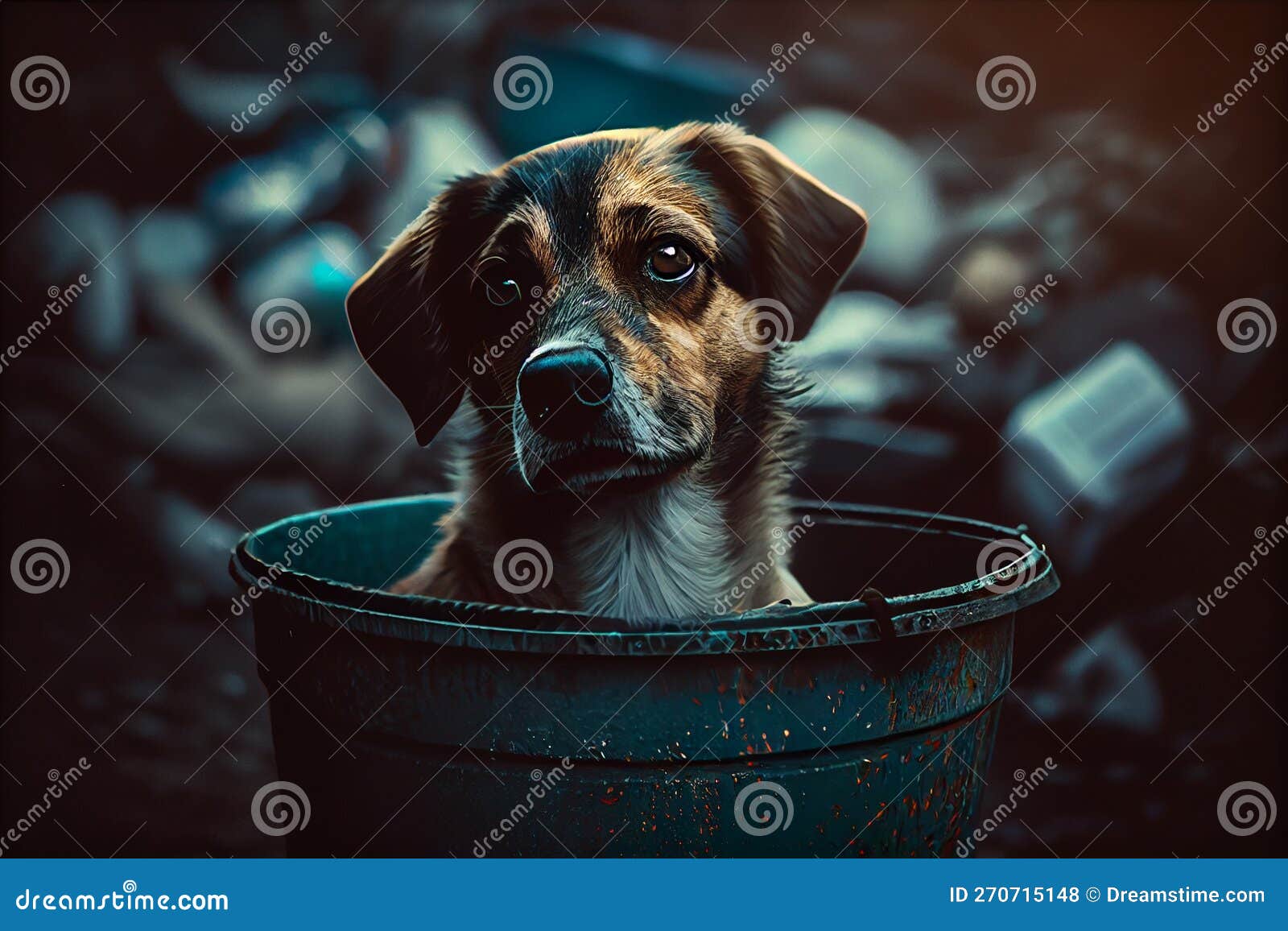 Stray Dog in the Trash.generative Ai Stock Illustration - Illustration ...