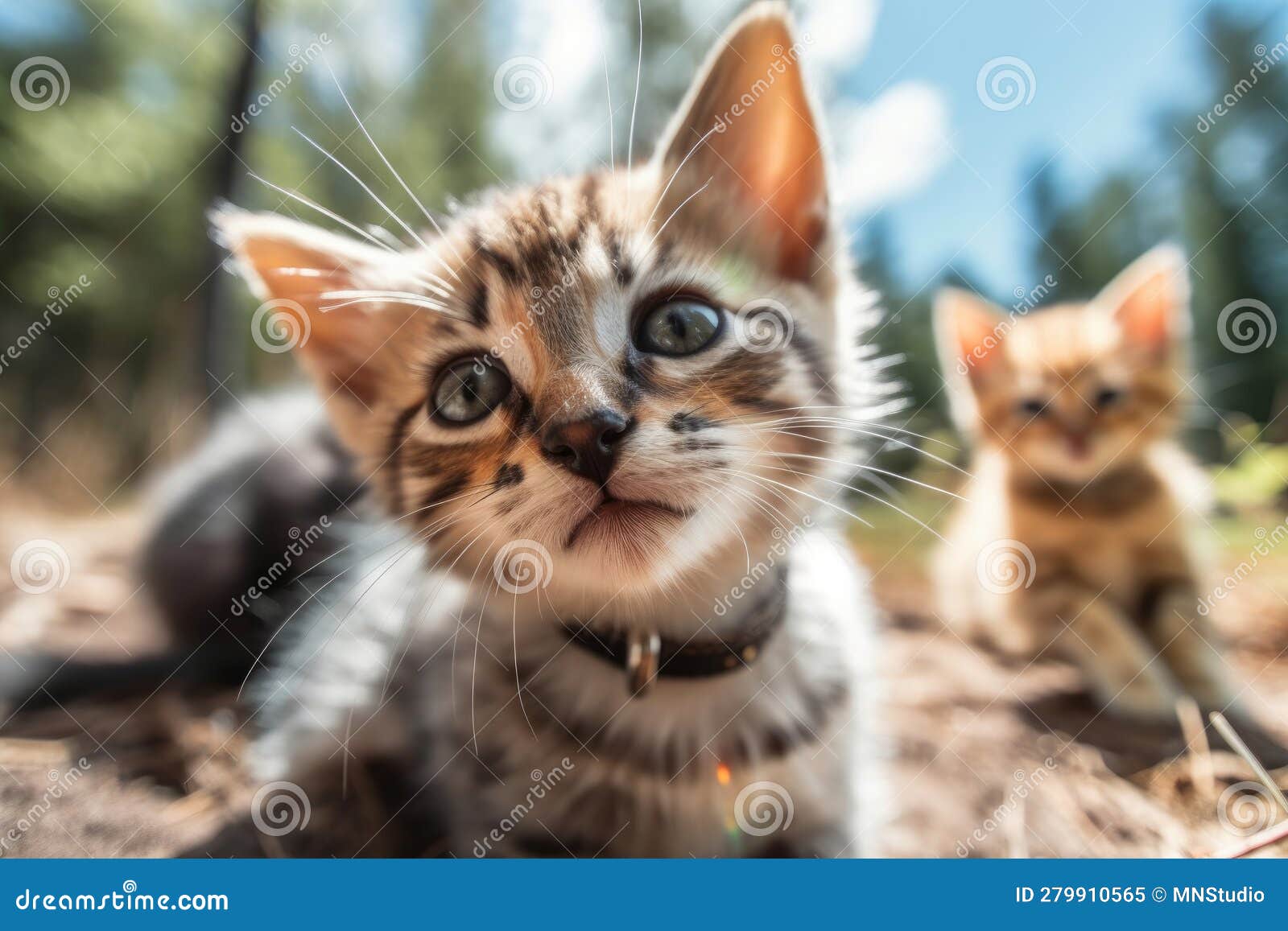 Stray Kitten Looking at the Camera, Wide Angle Shot. Generative AI ...