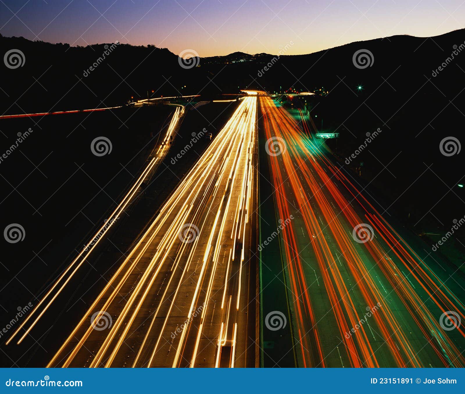 Streaked Lights of Freeway in Los Angeles, CA Stock Image - Image of ...