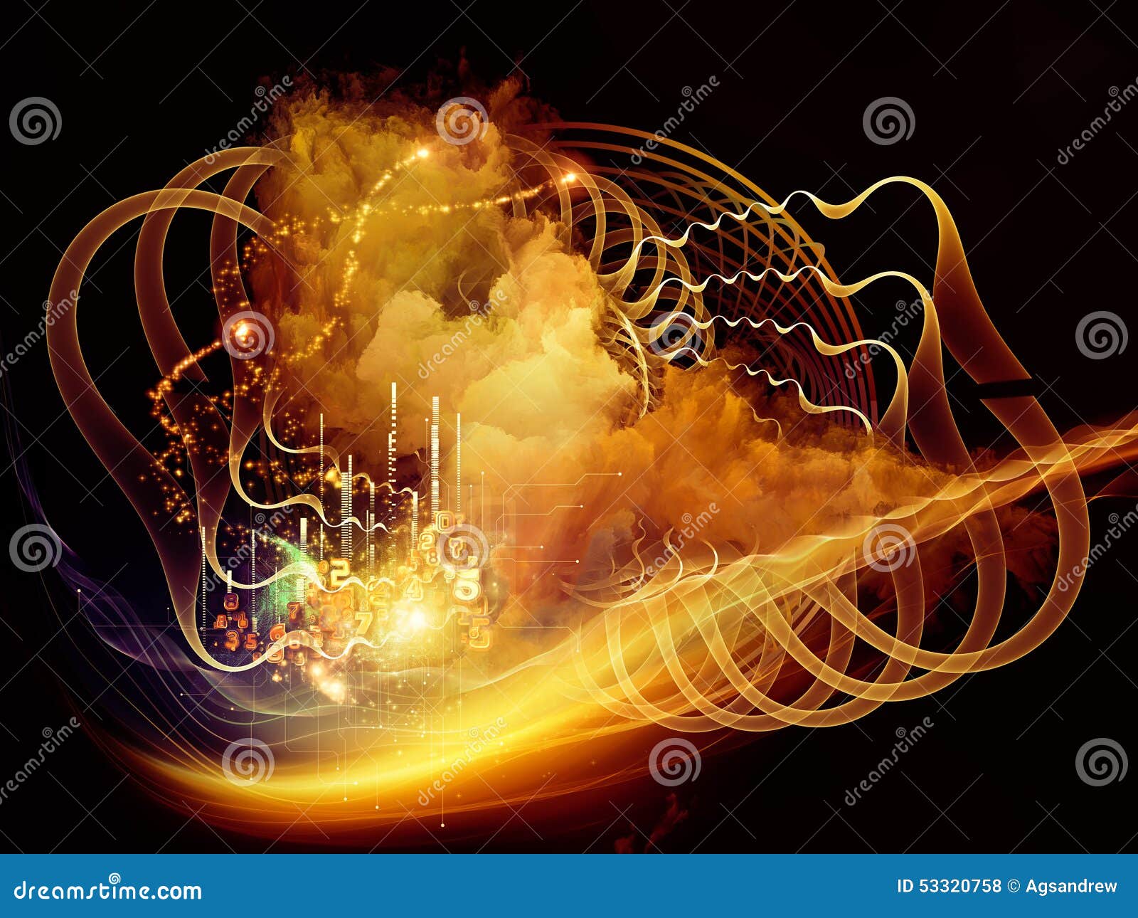 Stream of Abstract Visualization Stock Illustration - Illustration of ...
