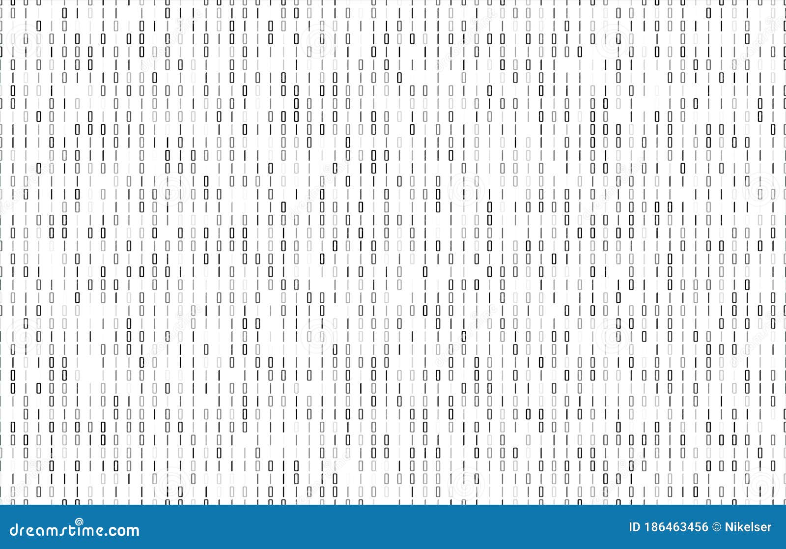 Stream of Binary Code Black and White Background with Two Binary Digits ...