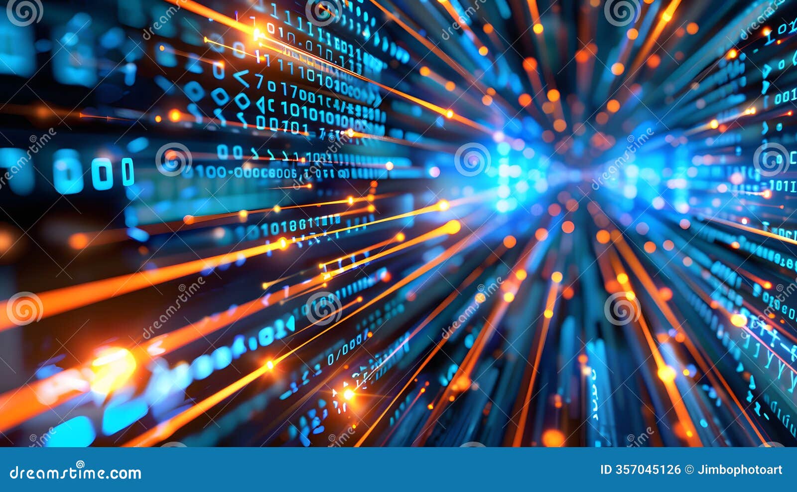 Stream of Binary Code Flowing Along the Pathways. Stock Illustration ...