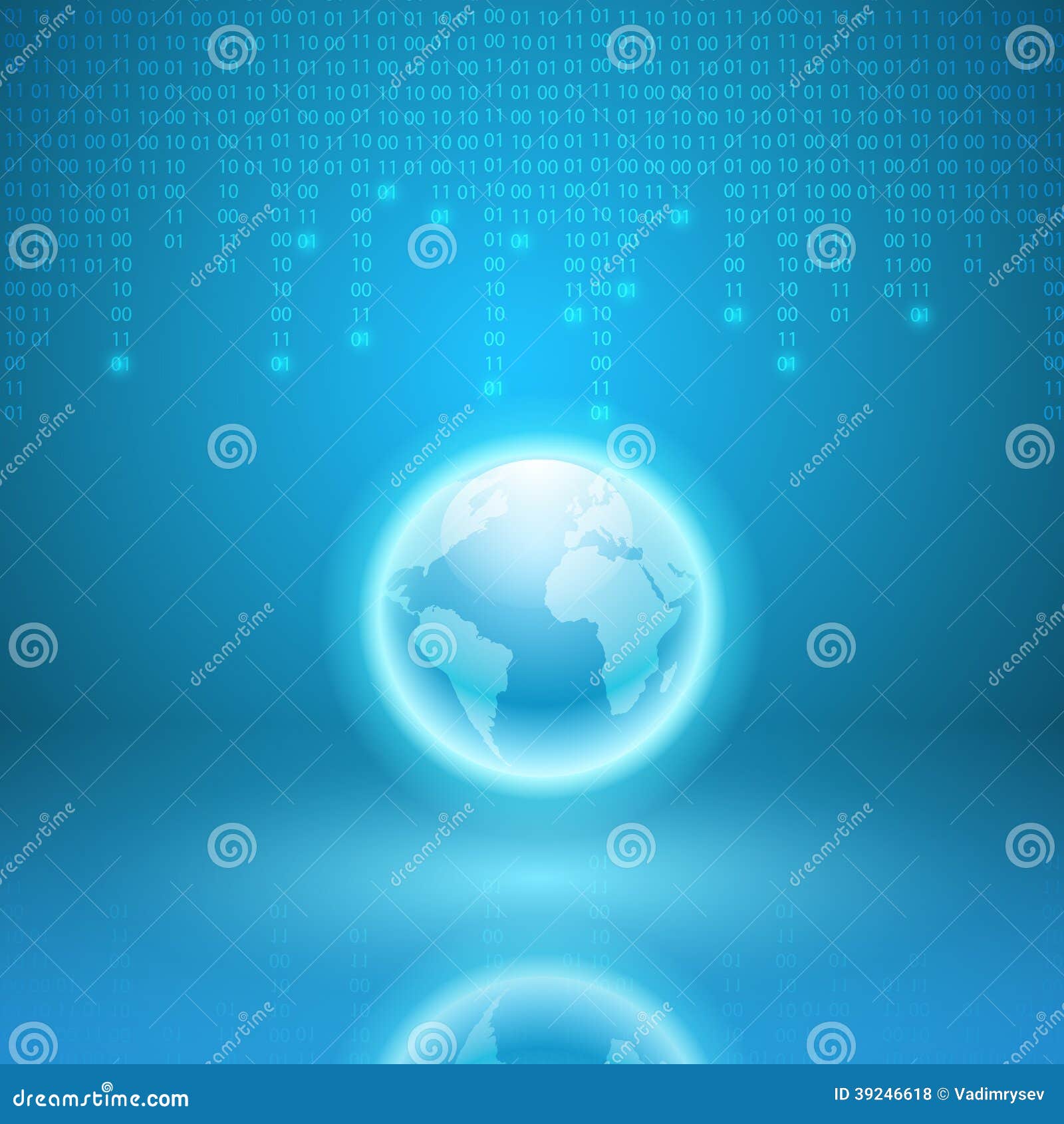 Stream of Binary Code with the Globe Stock Vector - Illustration of ...