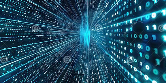 Stream Of Binary Code On Screen Abstract Blue Background Data And Technology Decryption Stock