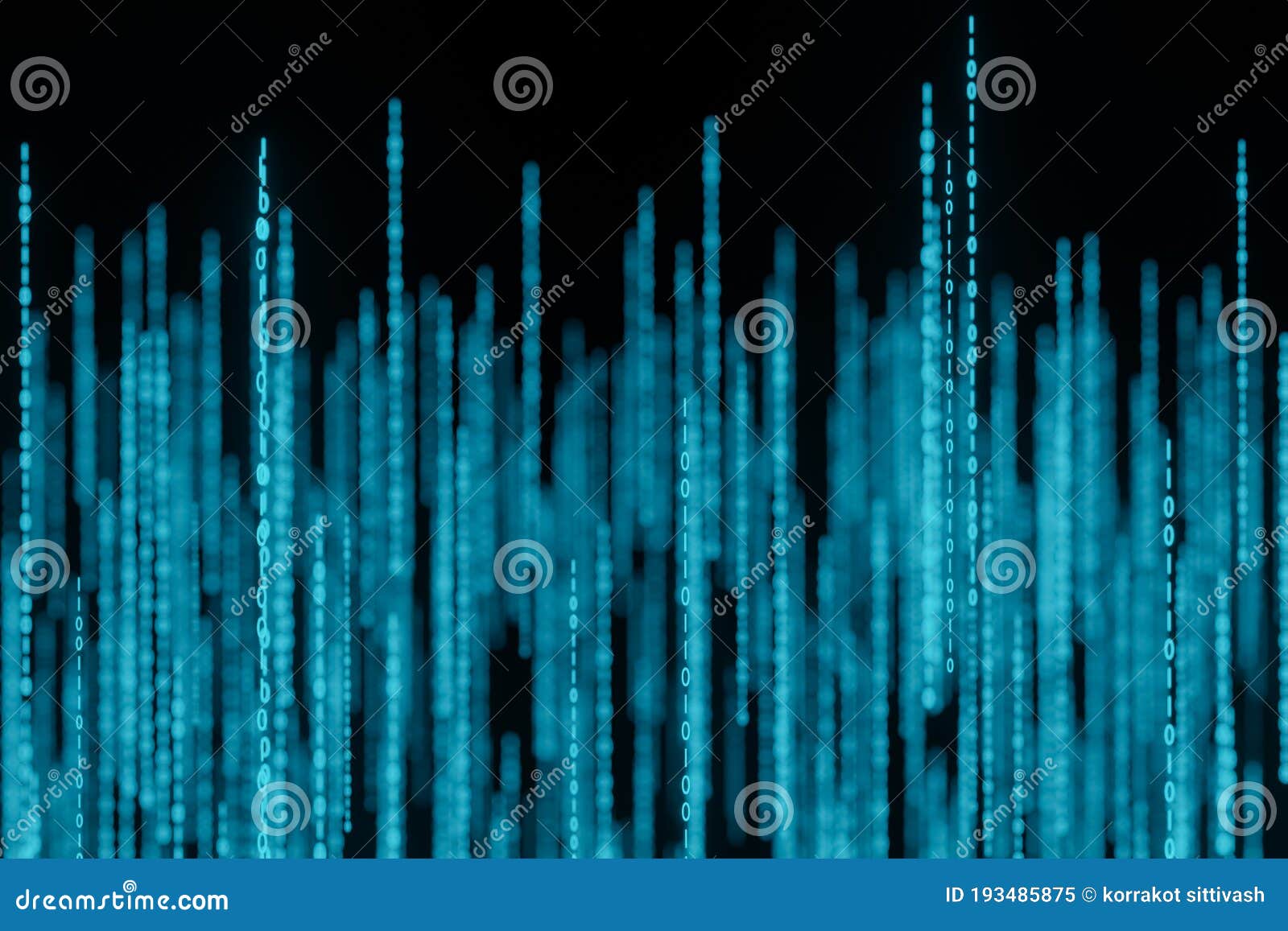 Stream of Binary Matrix Code Numbers on the Screen 3d Rendering Stock Illustration ...