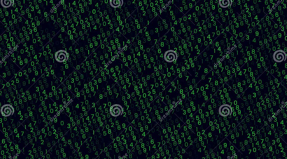 A Stream of Binary Matrix Code on the Screen. Numbers of the Computer ...