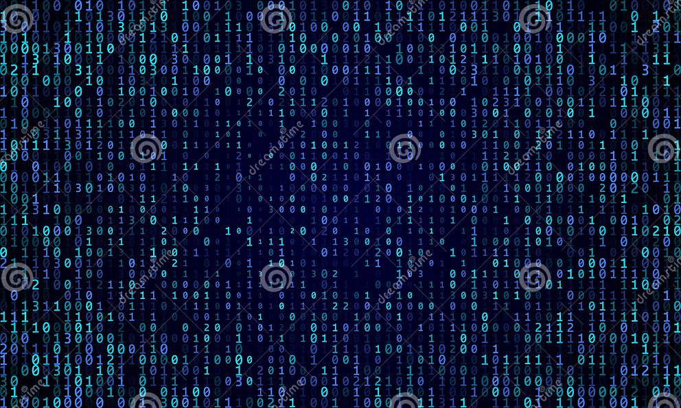 A Stream Of Binary Matrix Code On The Screen Numbers Of The Computer 3447