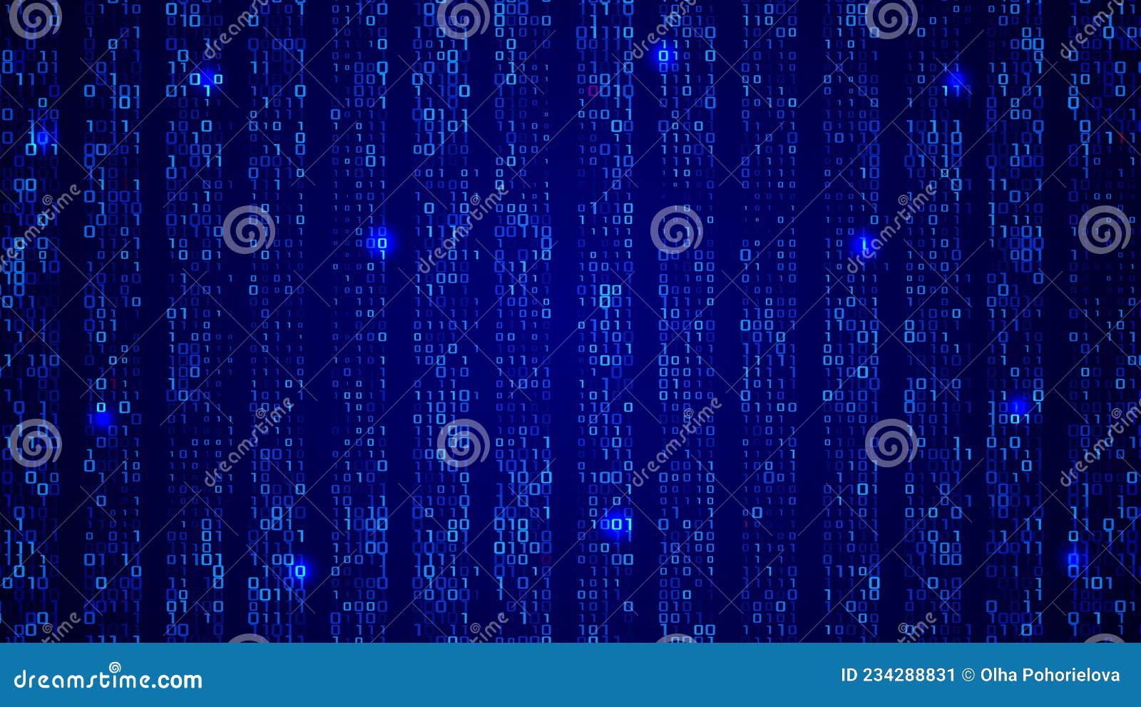 A Stream Of Binary Matrix Code On The Screen Numbers Of The Computer Matrix Stock Vector