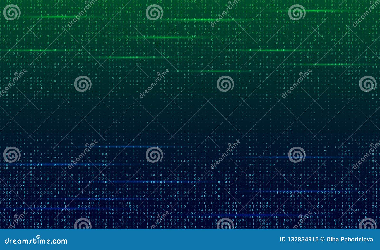 A Stream of Binary Matrix Code on the Screen. Numbers of the Computer ...