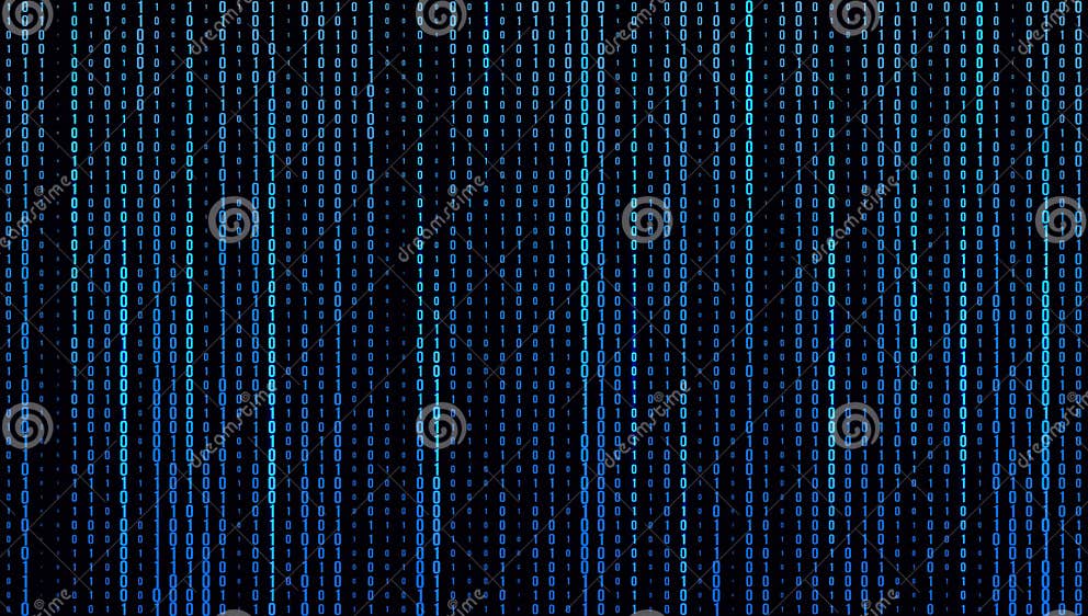 A Stream of Binary Matrix Code on the Screen. Numbers of the Computer ...