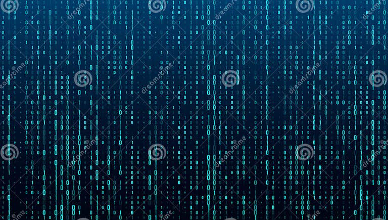 A Stream of Binary Matrix Code on the Screen. Numbers of the Computer ...