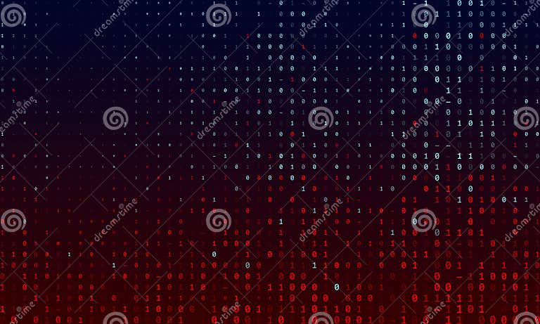 A Stream Of Binary Matrix Code On The Screen Numbers Of The Computer