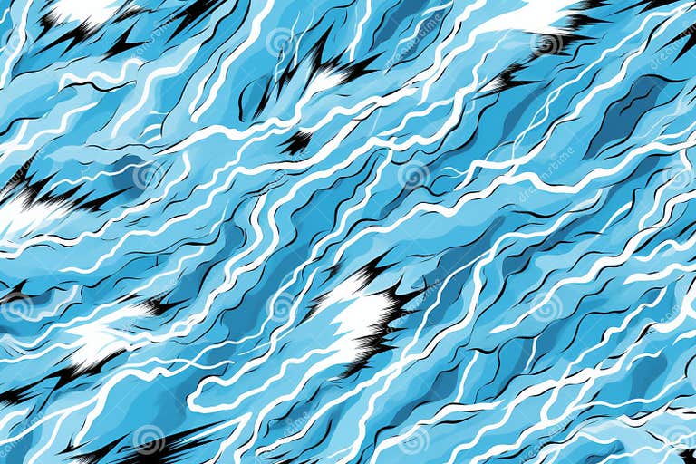 Stream of Blue Lightning Strikes, Comic Book Pattern. Generative AI ...