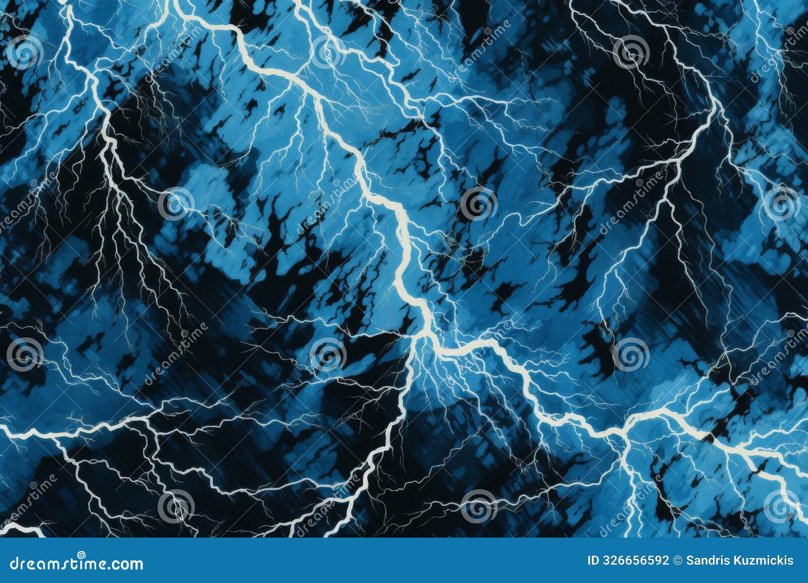 Stream of Blue Lightning Strikes, Comic Book Pattern. Generative AI ...
