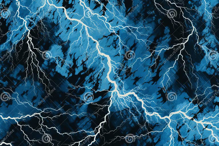 Stream of Blue Lightning Strikes, Comic Book Pattern. Generative AI ...