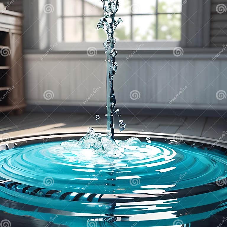 Stream of Blue Water Being Poured into a Container Stock Illustration ...