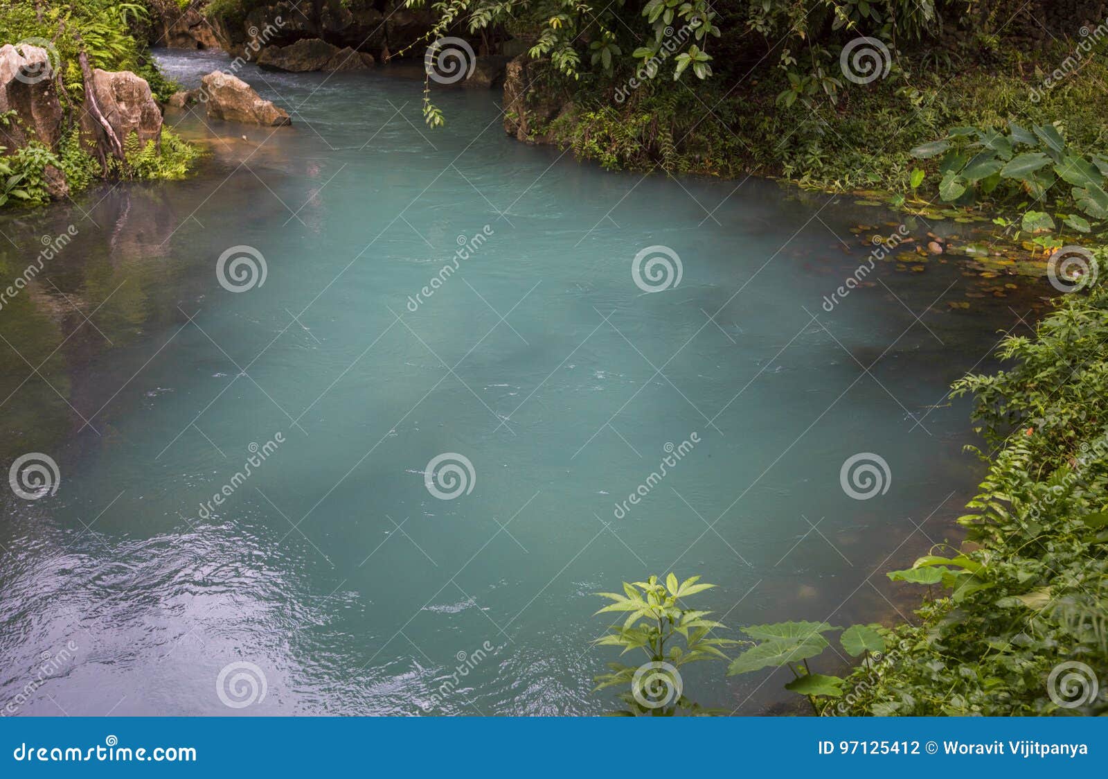 Stream Blue water stock photo. Image of tropical, blue - 97125412