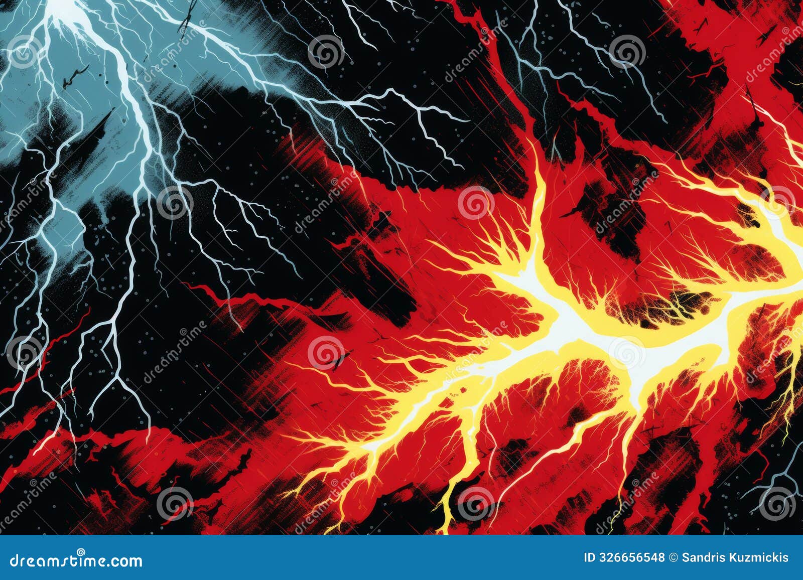 Stream of Colorful Lightning Strikes, Comic Book Pattern. Generative AI ...