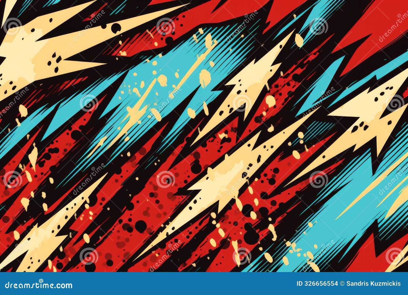 Stream of Colorful Lightning Strikes, Comic Book Pattern. Generative AI ...