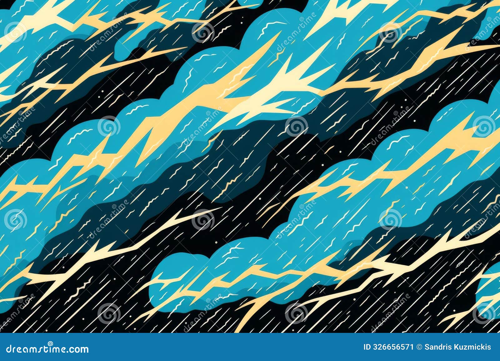 Stream of Colorful Lightning Strikes, Comic Book Pattern. Generative AI ...