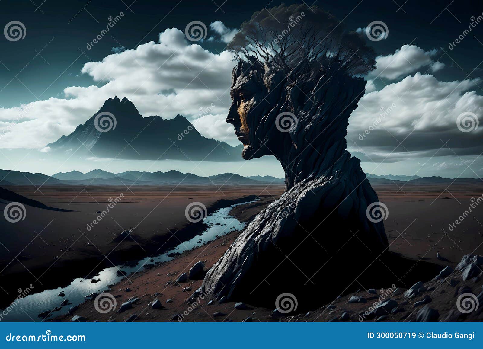 Stream of Consciousness in a Vast Landscape Stock Illustration ...