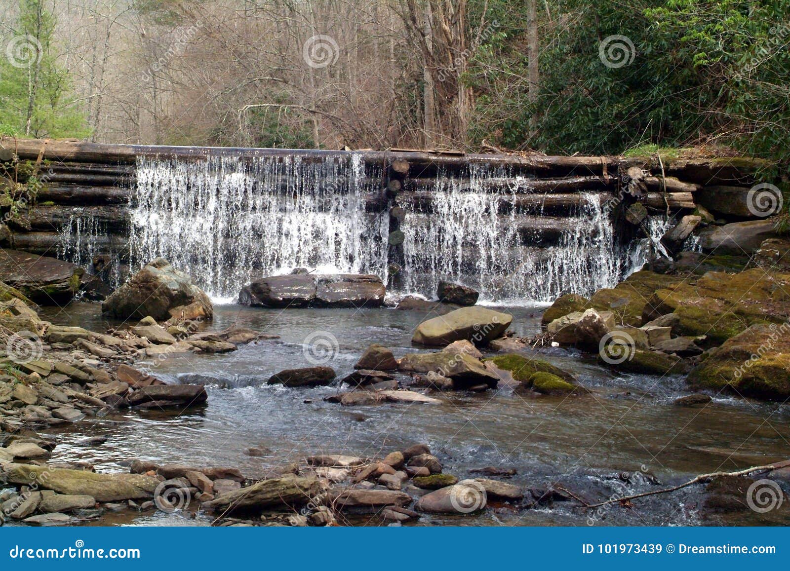 Log Dam stock image. Image of waterfall, boulders, rocks - 101973439