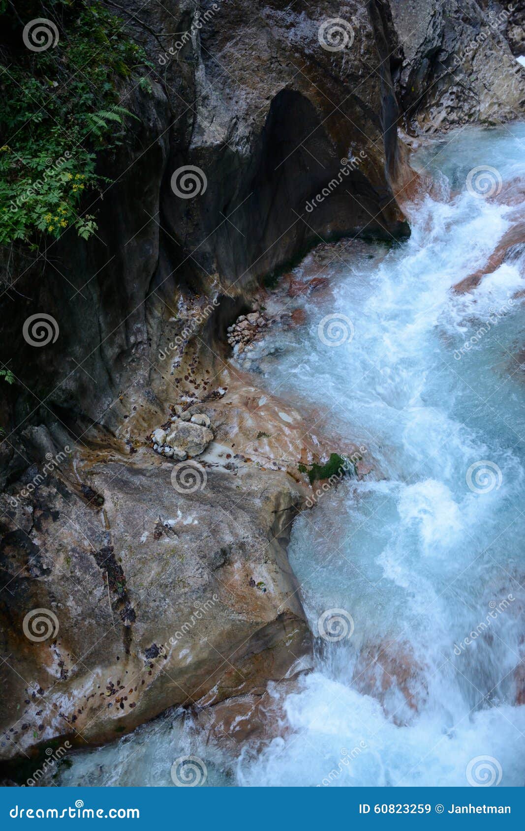 Stream in Deep Rocky Ravine. Stock Image - Image of flow, river: 60823259
