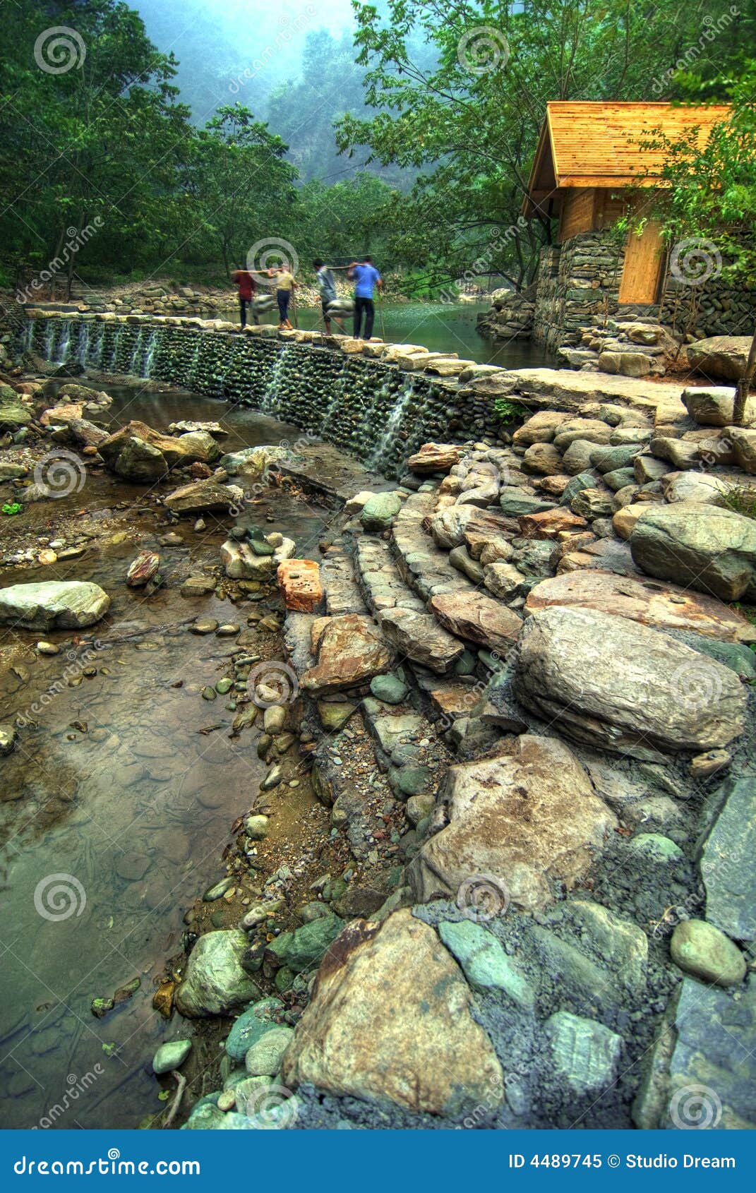 Stream embankment stock image. Image of tourist, building - 4489745
