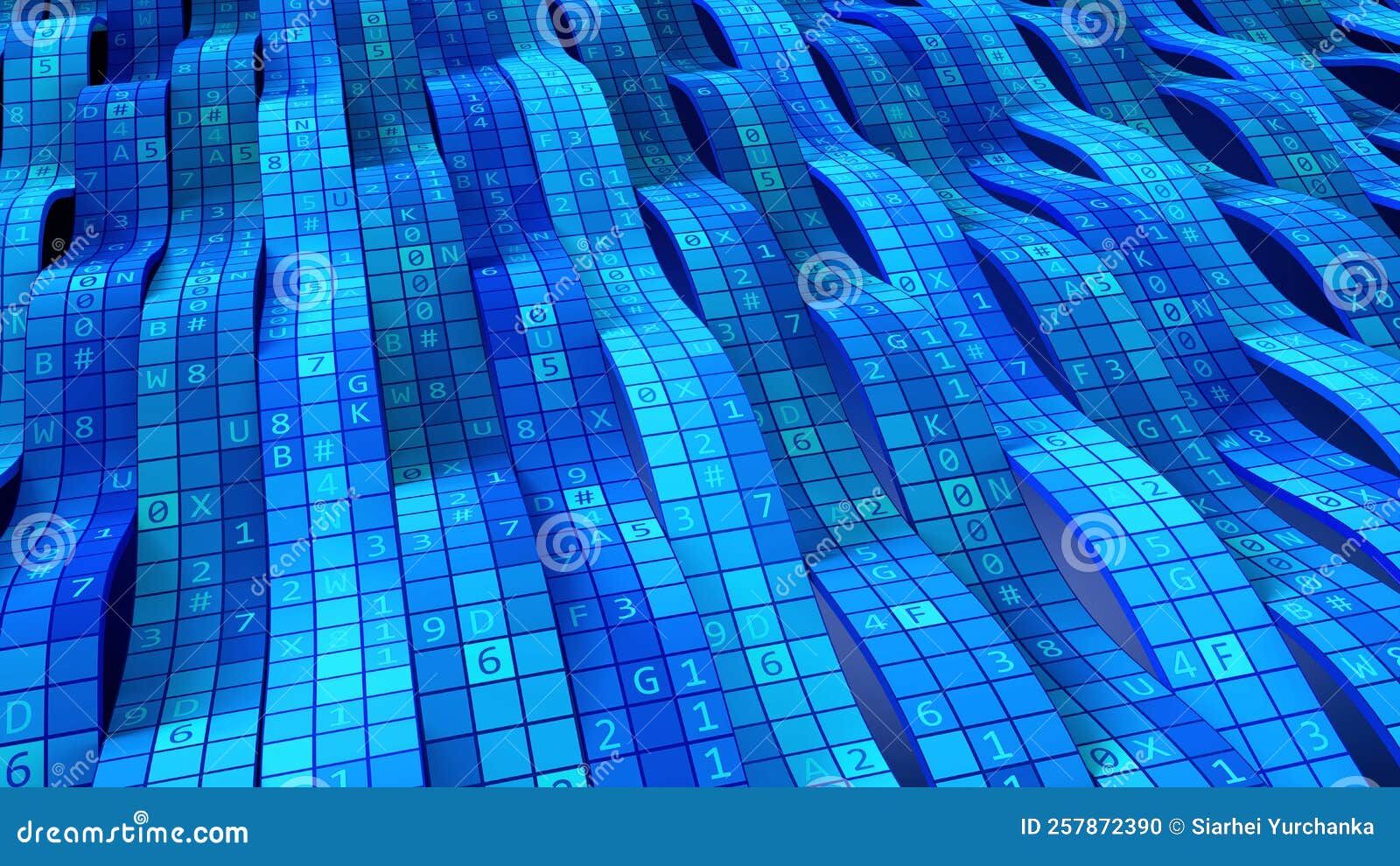 Stream of Encoded Information. Secure Cipher, Computer Code 3D Illustration Stock Illustration ...