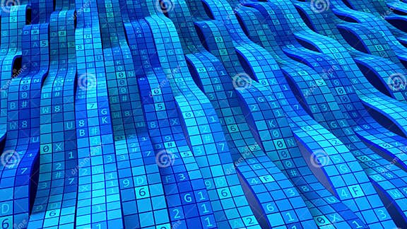 Stream of Encoded Information. Secure Cipher, Computer Code 3D ...