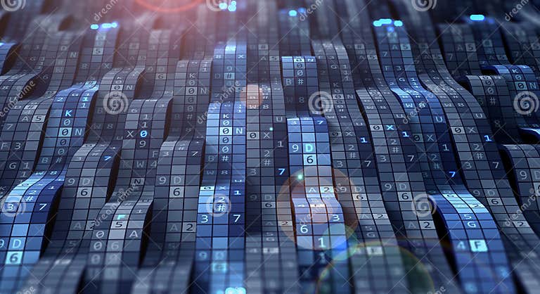 Stream of Encoded Information. Secure Cipher, Computer Code Stock ...