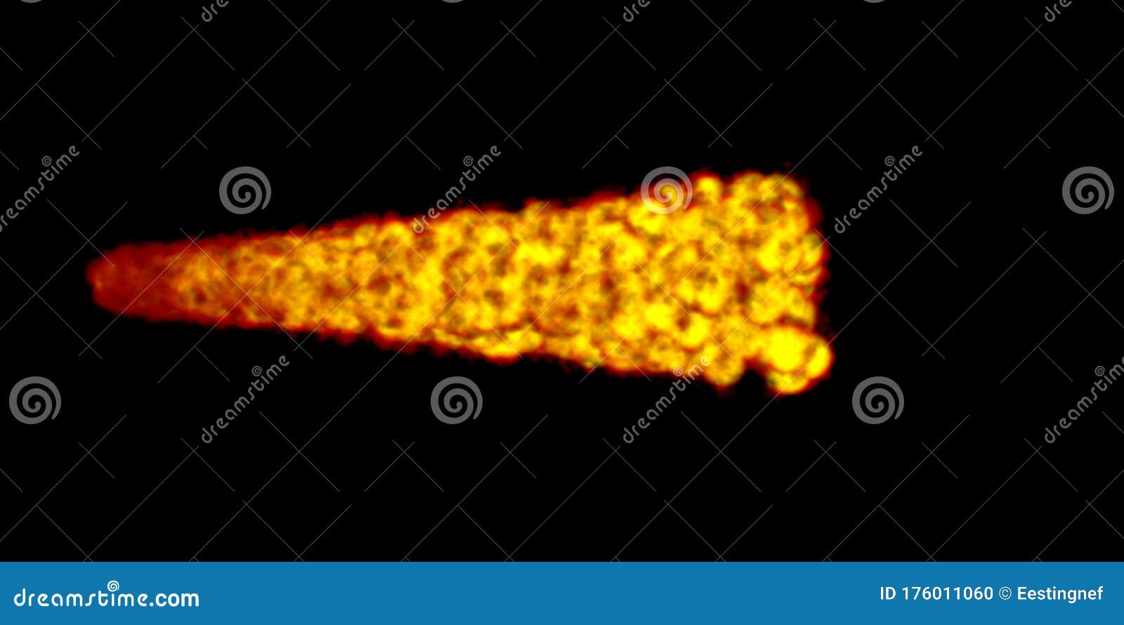 Stream of Fire Plasma. Isolated on Black Background Stock Illustration ...
